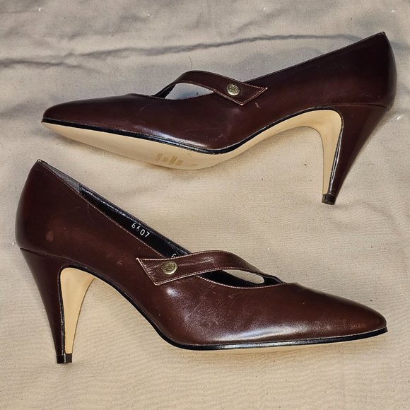 Etienne Aigner | Shoes | Etienne Aigner Chocolate Brown Leather Heels ...